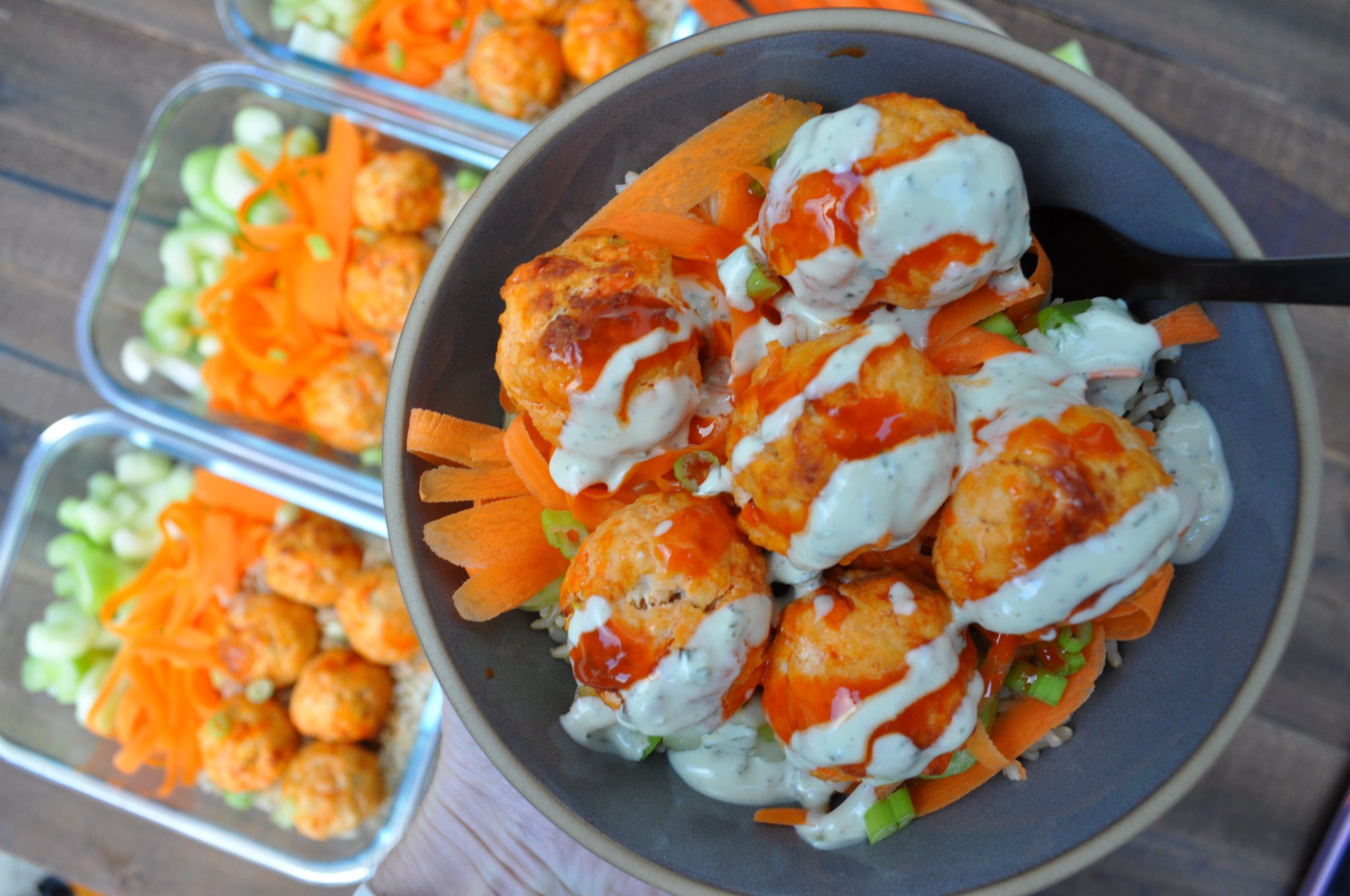 Buffalo Chicken Meatball Bowls — Featherstone Nutrition